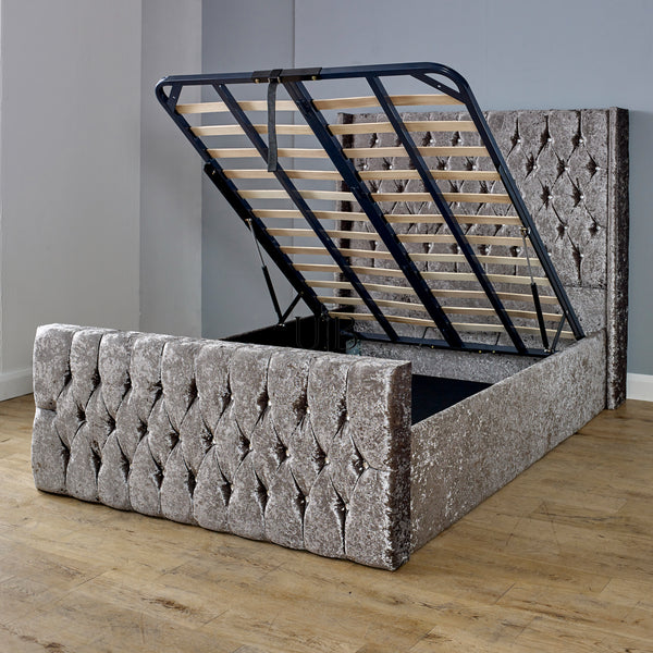 Stratford Winged Ottoman Storage Bed Hand Crafted – Upholstered Beds